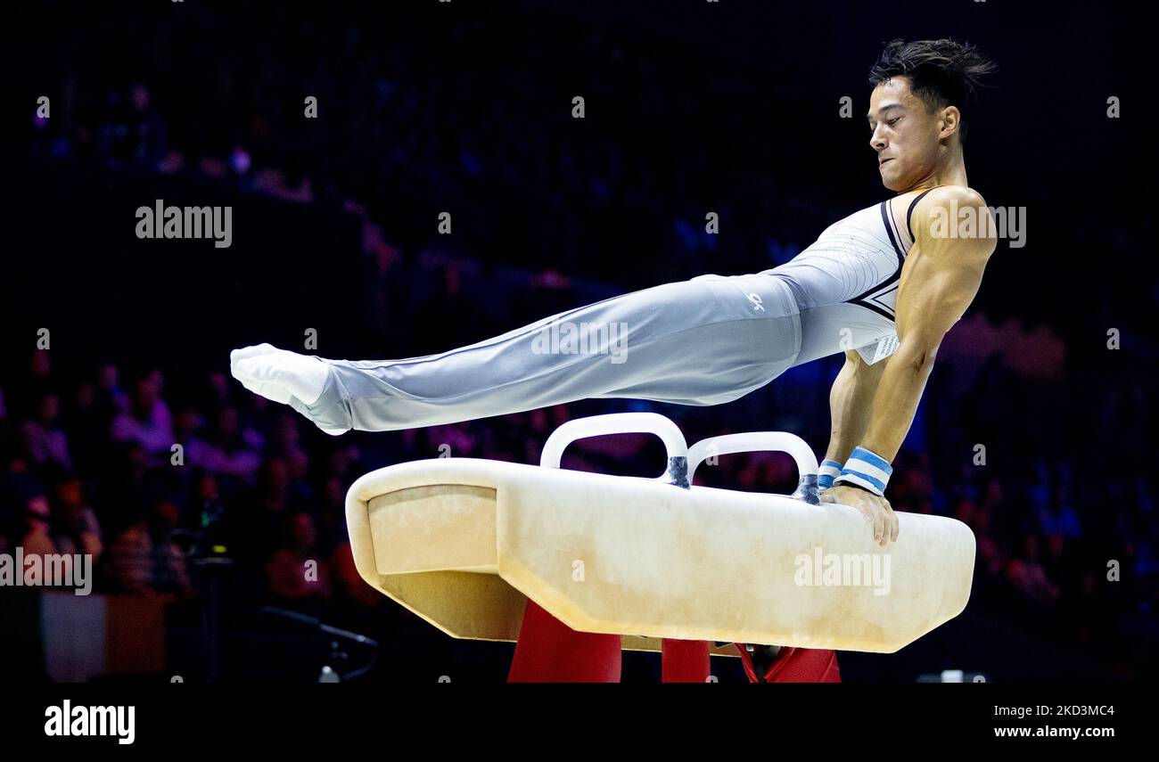 LIVERPOOL - Loran de Munck in action during the men's vaulting event at ...