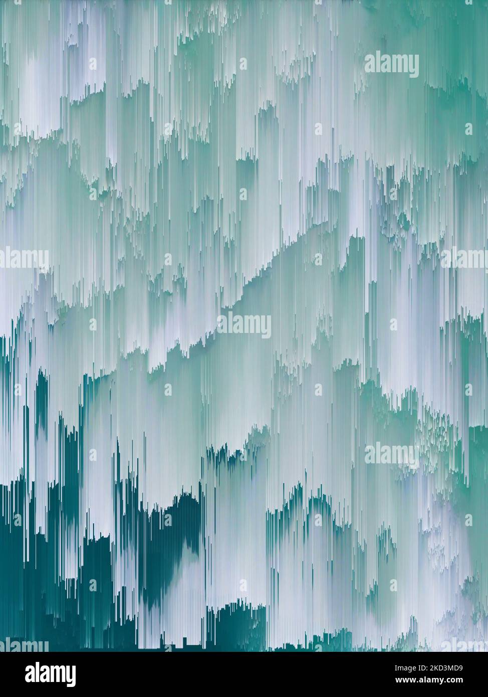 A vertical digital illustration of abstract green sea waves with foam ...