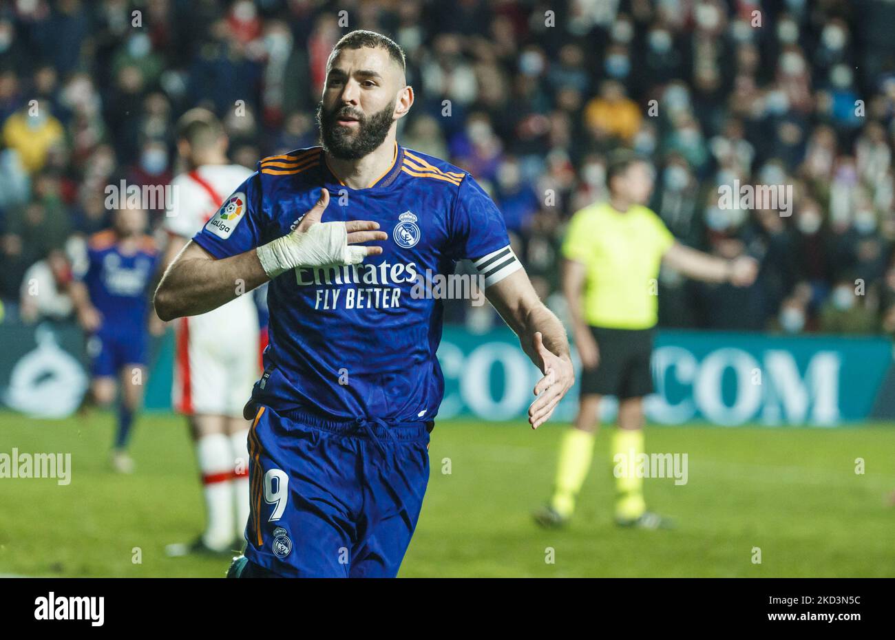 Karim Benzema of Real Madrid celebrates a goal during the La Liga match ...