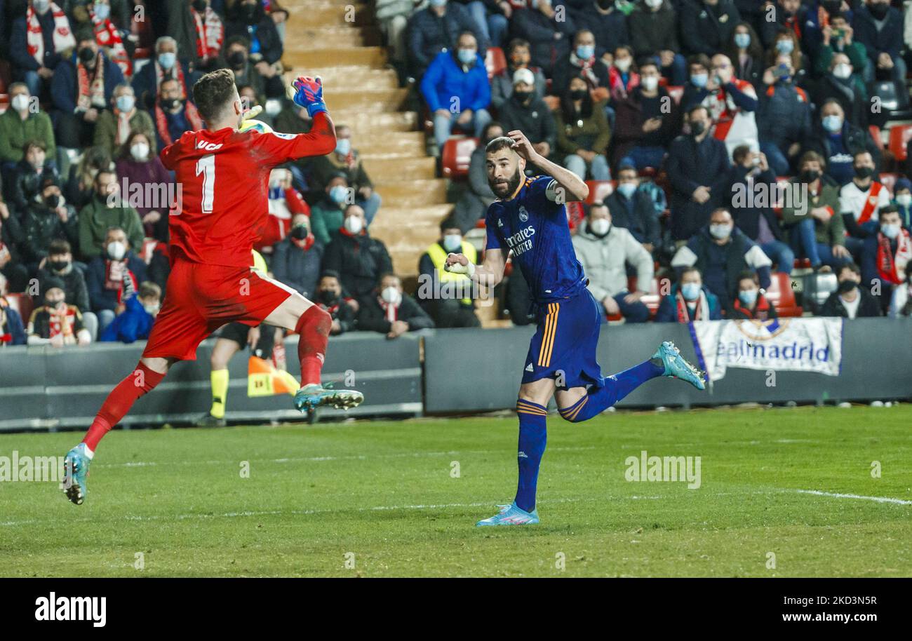 Karim Benzema of Real Madrid in action during the La Liga match between ...