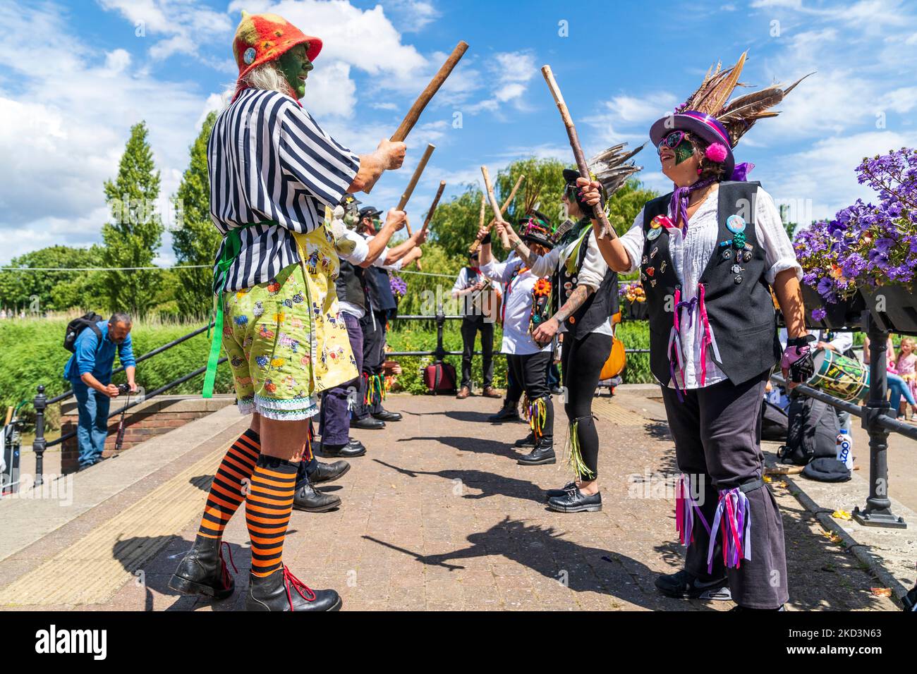 Traditional folk Morris dancers, Dead Horse Morris side, dancing in the ...