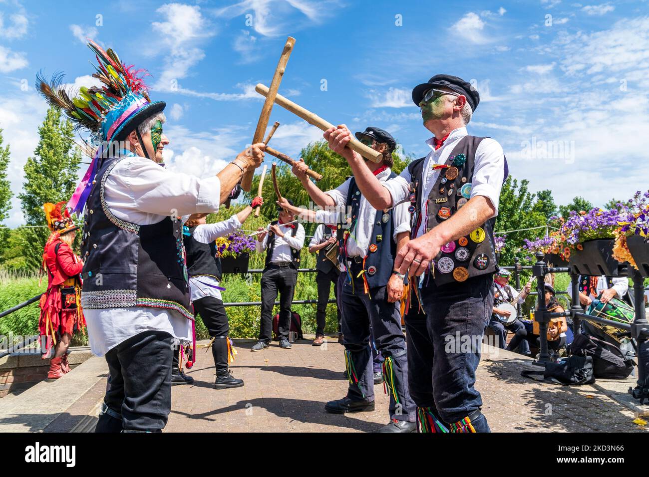 Traditional folk Morris dancers, Dead Horse Morris side, dancing in the ...