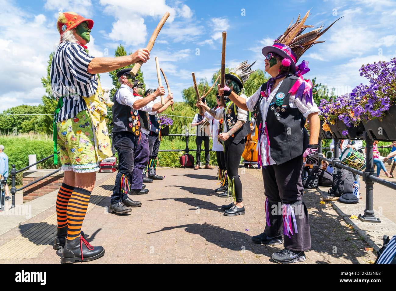 Traditional folk Morris dancers, Dead Horse Morris side, dancing in the ...