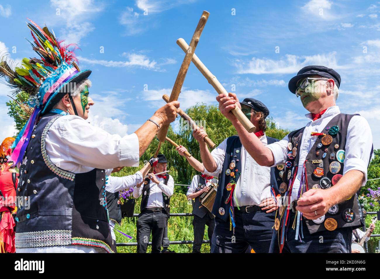Traditional folk Morris dancers, Dead Horse Morris side, dancing in the ...