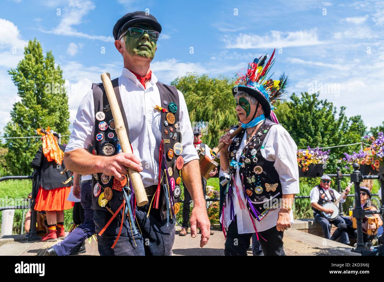 Traditional folk Morris dancers, Dead Horse Morris side, dancing in the ...