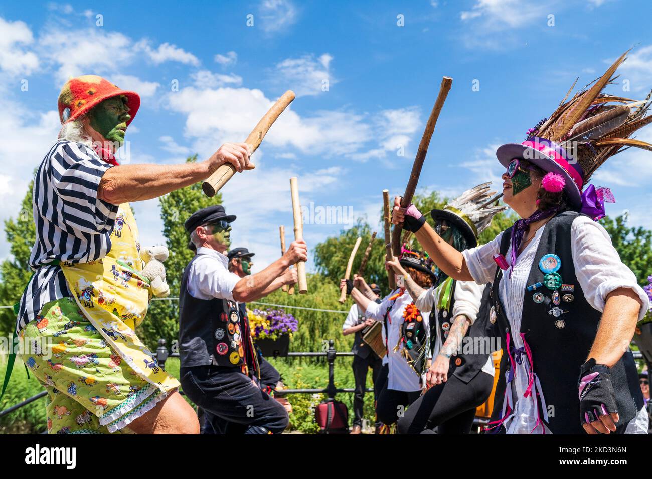 Traditional folk Morris dancers, Dead Horse Morris side, dancing in the ...