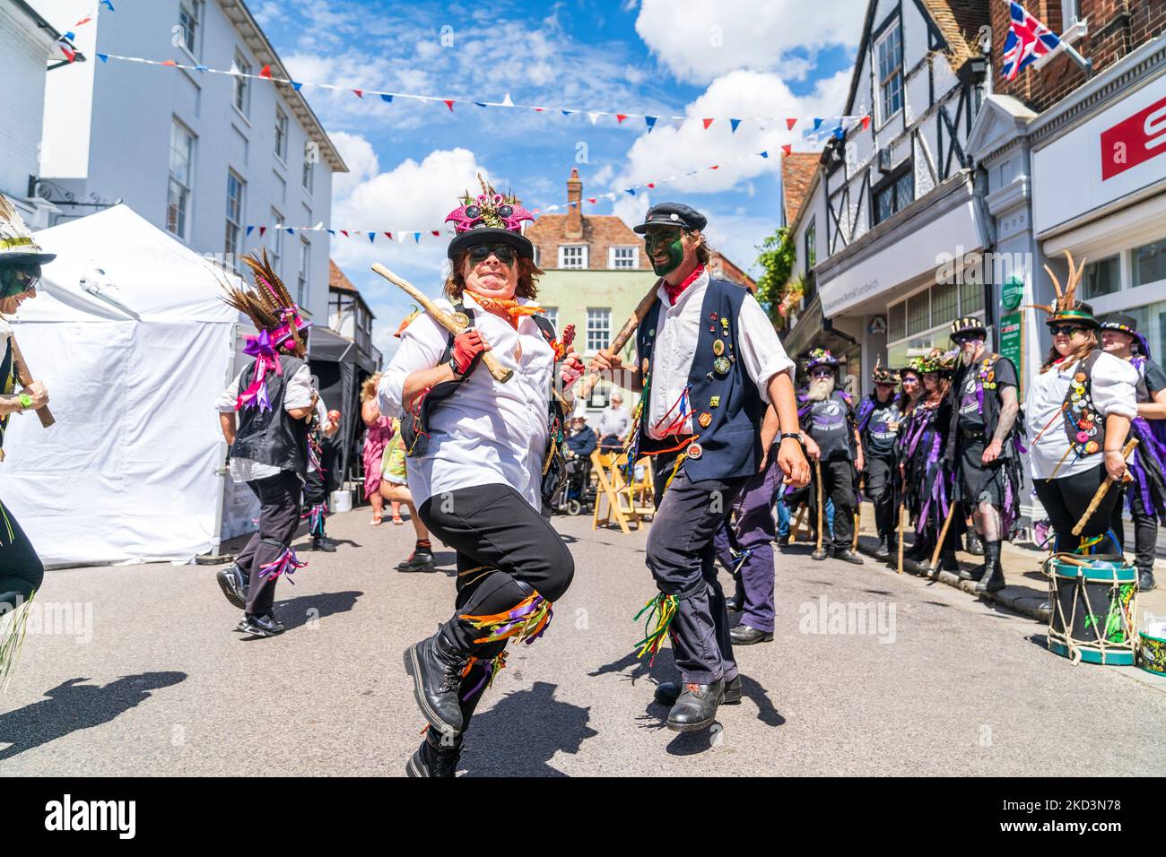 Traditional folk Morris dancers, Dead Horse Morris side, dancing in the ...