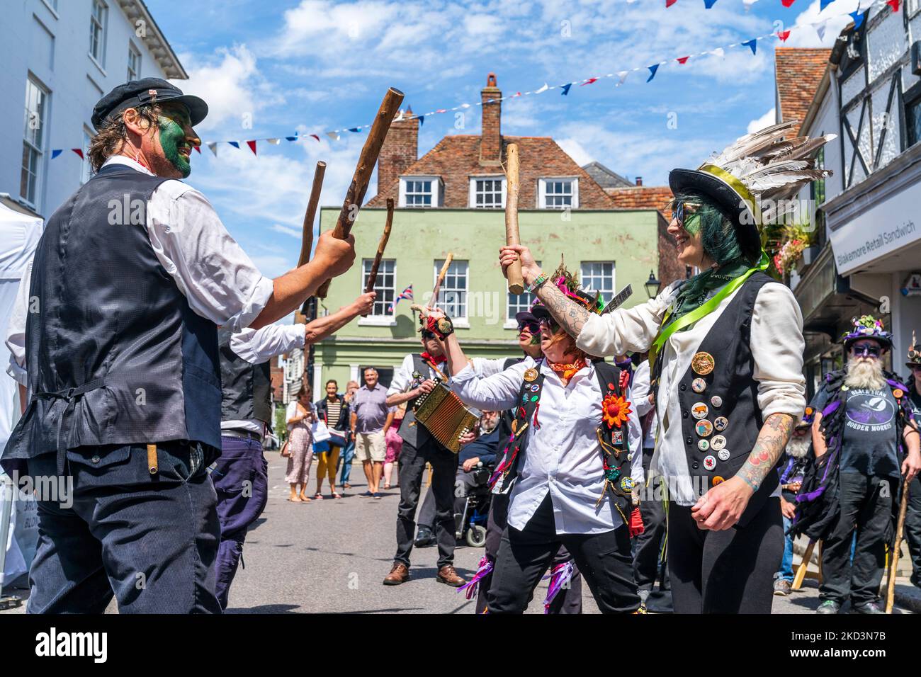 Traditional folk Morris dancers, Dead Horse Morris side, dancing in the ...