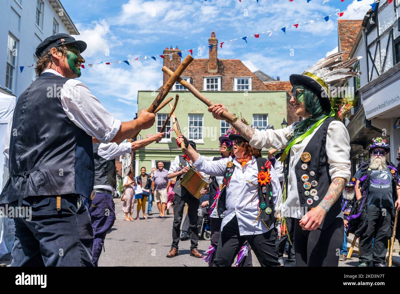 Traditional folk Morris dancers, Dead Horse Morris side, dancing in the ...
