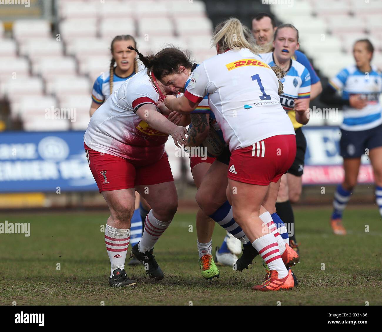 Samantha Herrick of Durham Mowden Park Sharks in action with Sarah ...