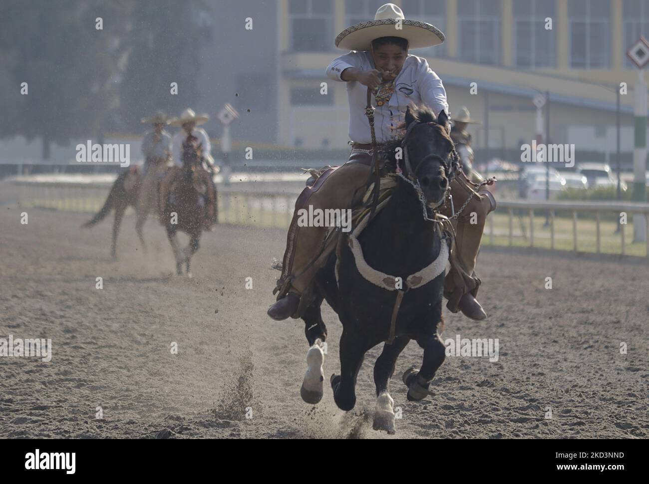 A charro rides a horse at the Hipodromo de Las Américas located in ...