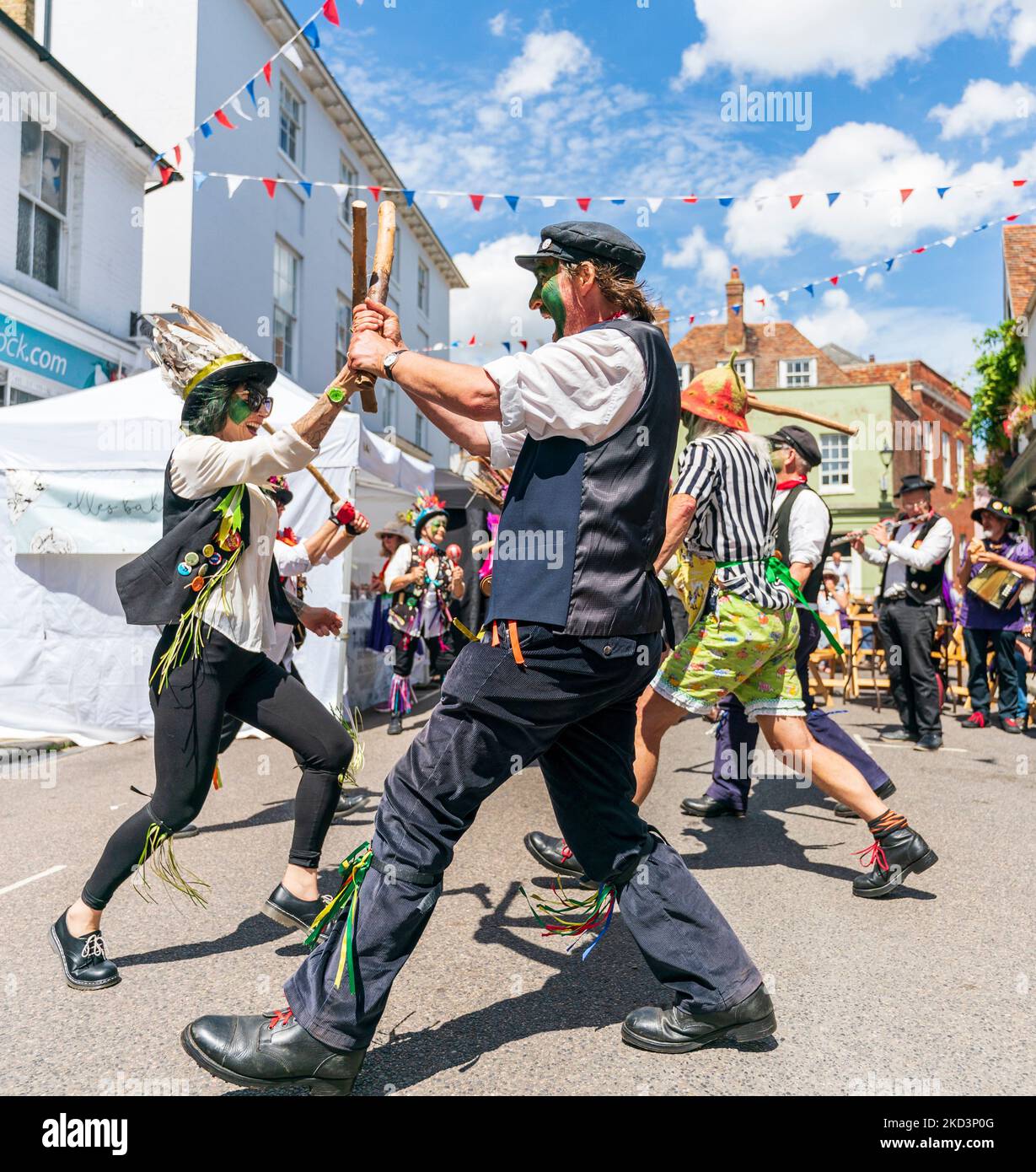 Traditional folk Morris dancers, Dead Horse Morris side, dancing in the ...