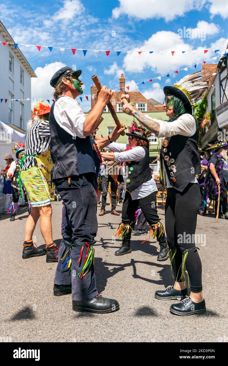 Traditional folk Morris dancers, Dead Horse Morris side, dancing in the ...