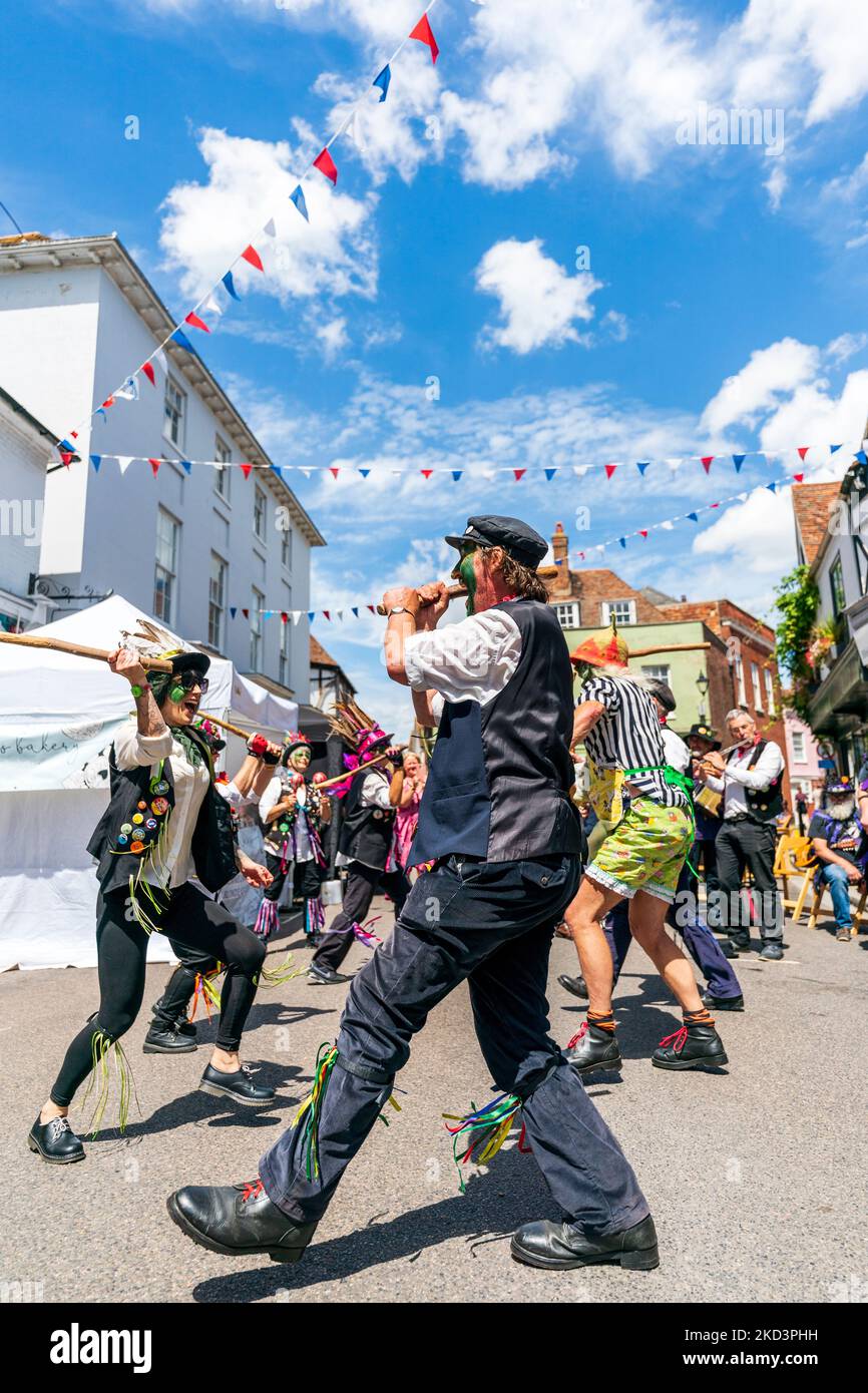 Traditional folk Morris dancers, Dead Horse Morris side, dancing in the ...