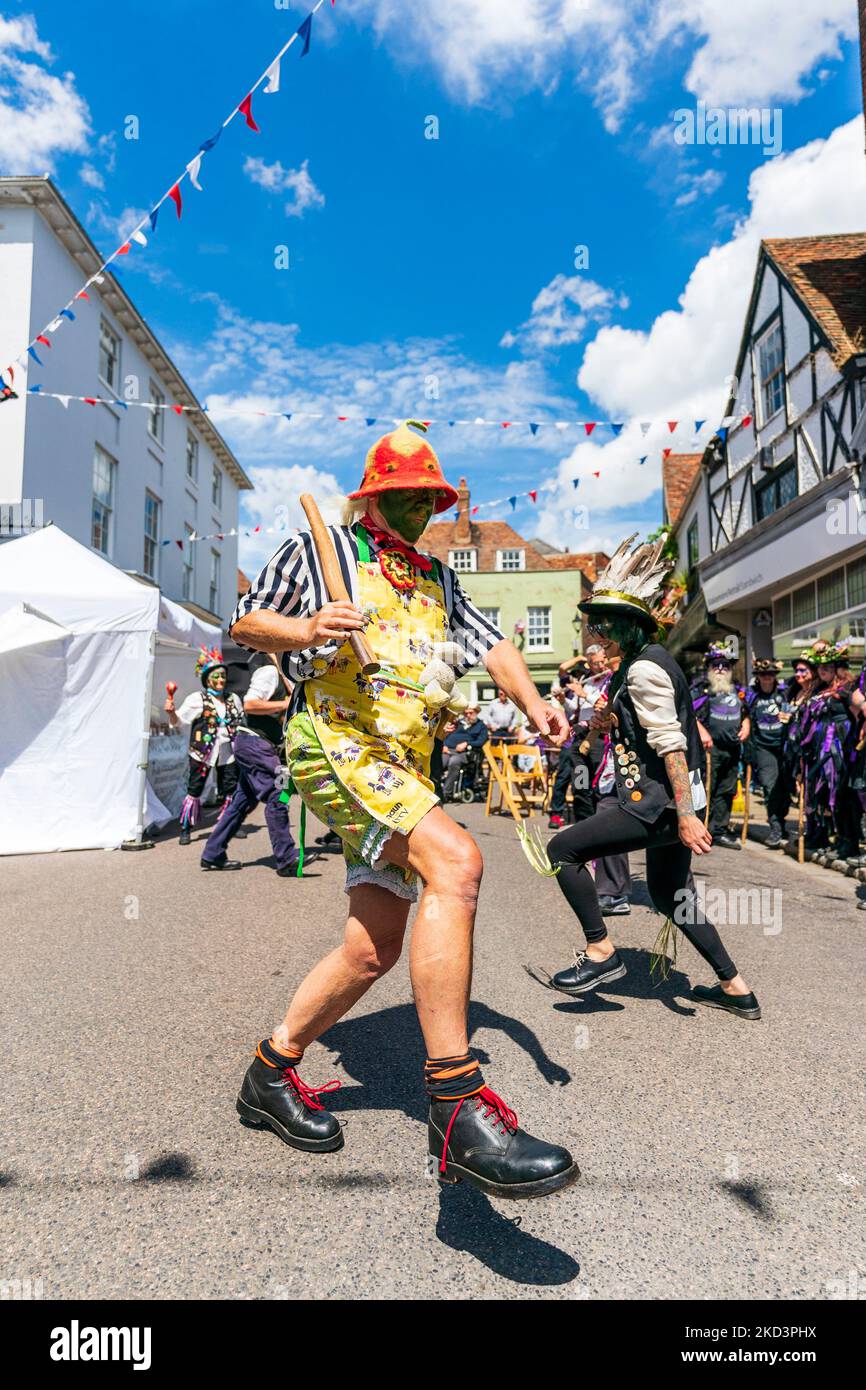 Traditional folk Morris dancers, Dead Horse Morris side, dancing in the ...