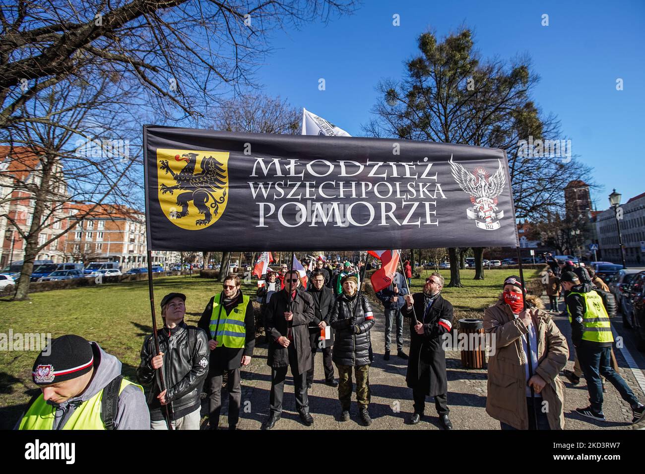 People with Polish flags and nationalist slogans are seen in Gdansk ...