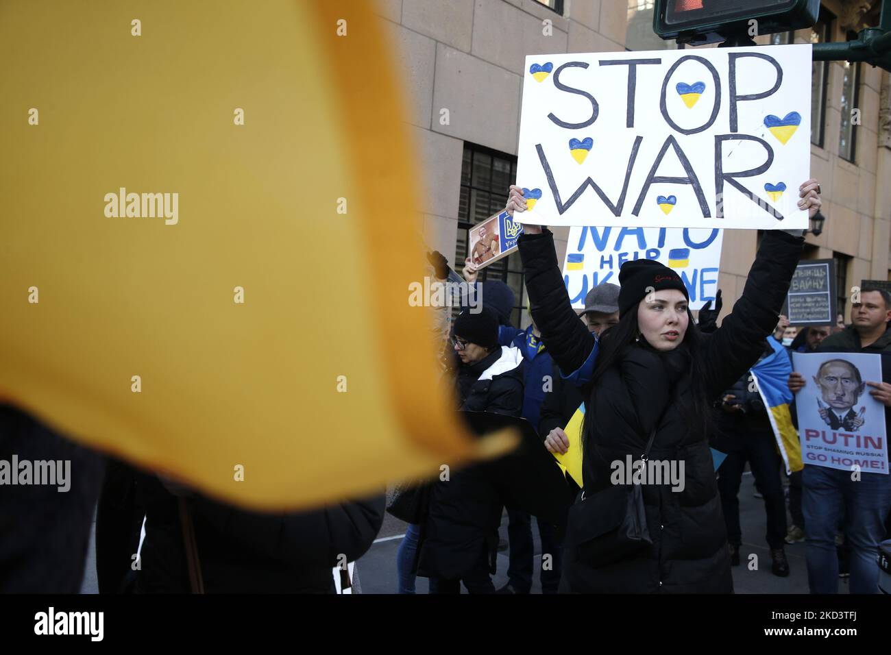 Ukraine supporters march through the Upper East Side chanting slogans ...