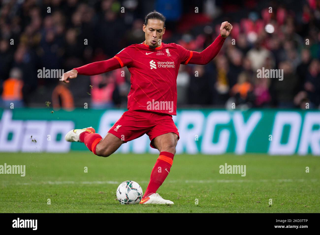 Virgil van Dijk of Liverpool controls the ball during the Carabao Cup ...