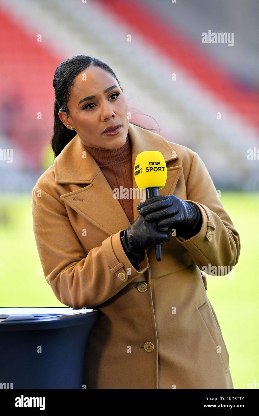 TV presenter Alex Scott during the Women's FA Cup 5th Round match ...