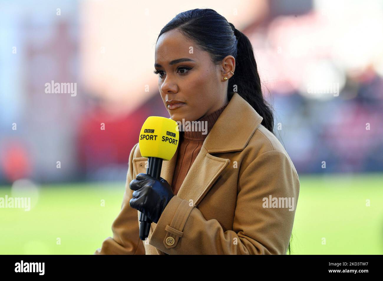 TV presenter Alex Scott during the Women's FA Cup 5th Round match ...