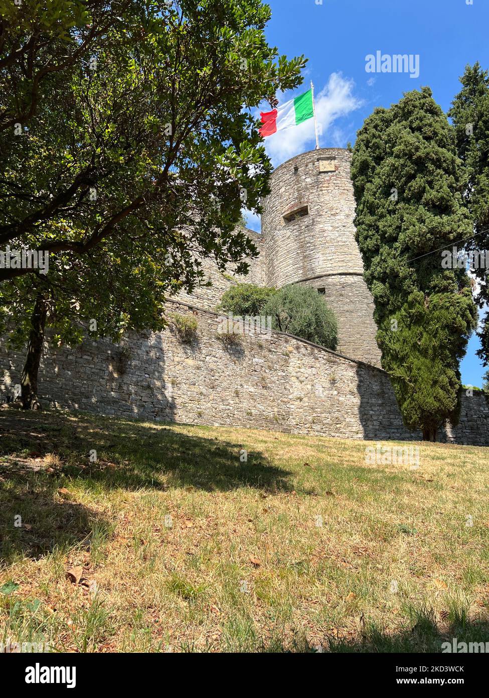 Italian Flag on Castle, Bergamo, Italy Stock Photo - Alamy