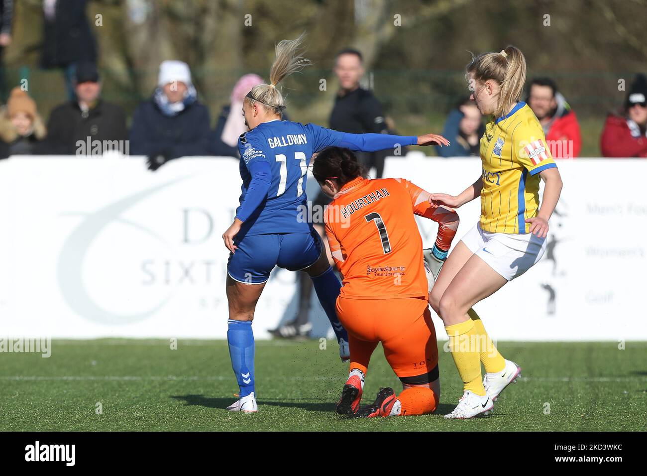 Birmingham City's Marie HOURIHAN saves from Durham Women's Bridget ...