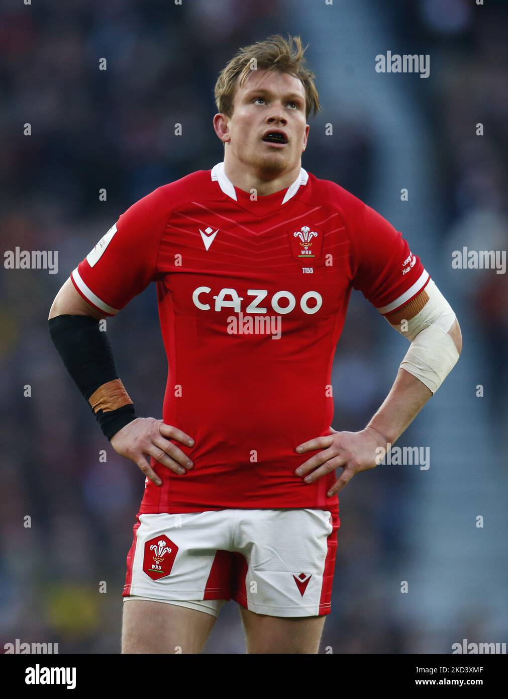 Nick Tompkins of Wales with ball during Guinness six Nations match ...