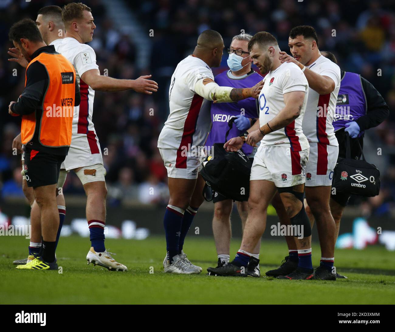 LONDON, ENGLAND - FEBRUARY 26:L-R Kyle Sinckler of England makes his ...