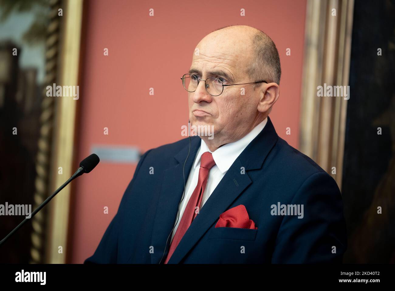 Zbigniew Rau during the press conference after the meeting of the ...