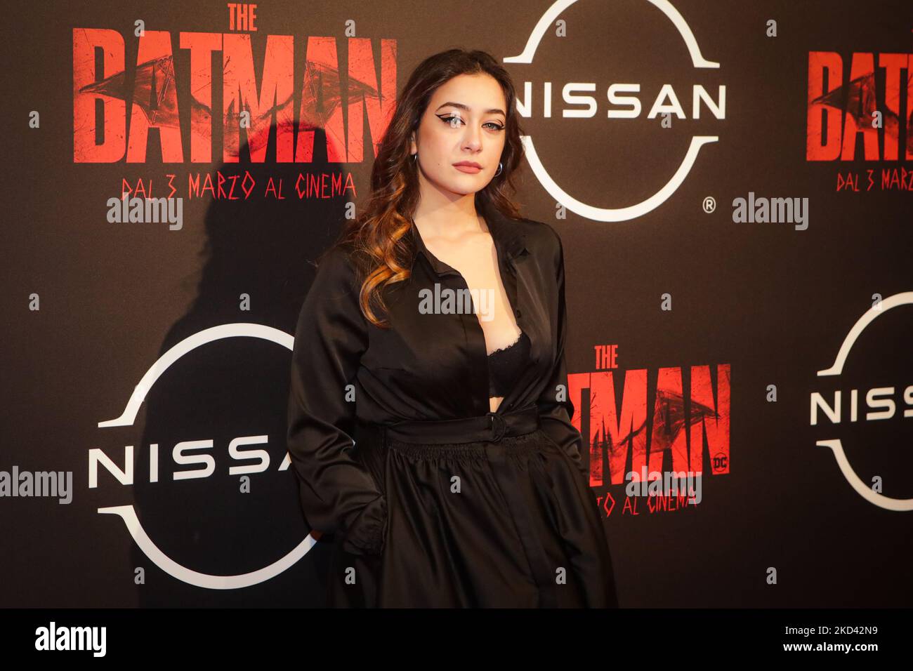 Giulia Bellu arriving at the premiere of The Batman at Odeon Cinema on ...