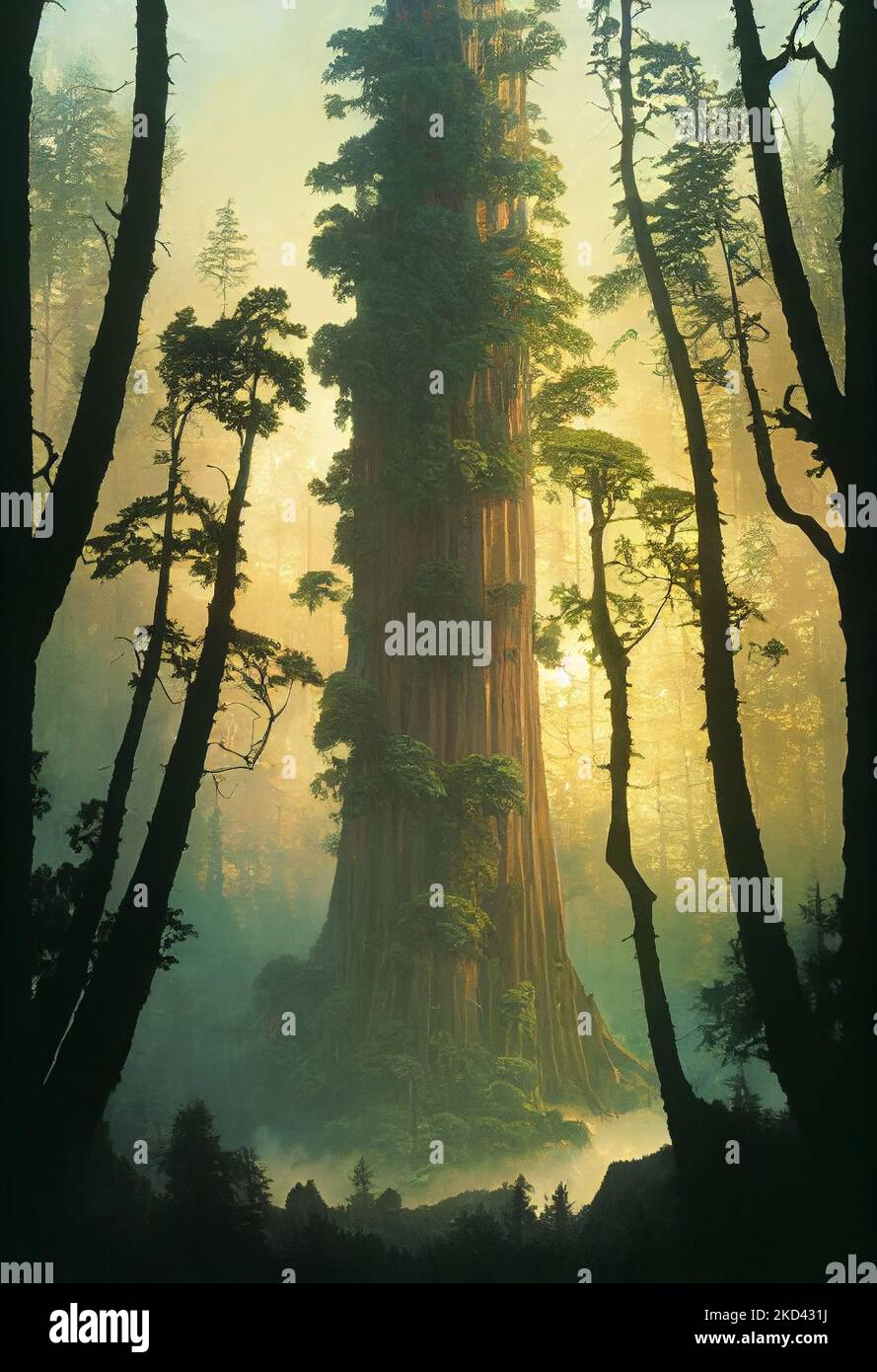 Redwood tree california illustration hi-res stock photography and ...