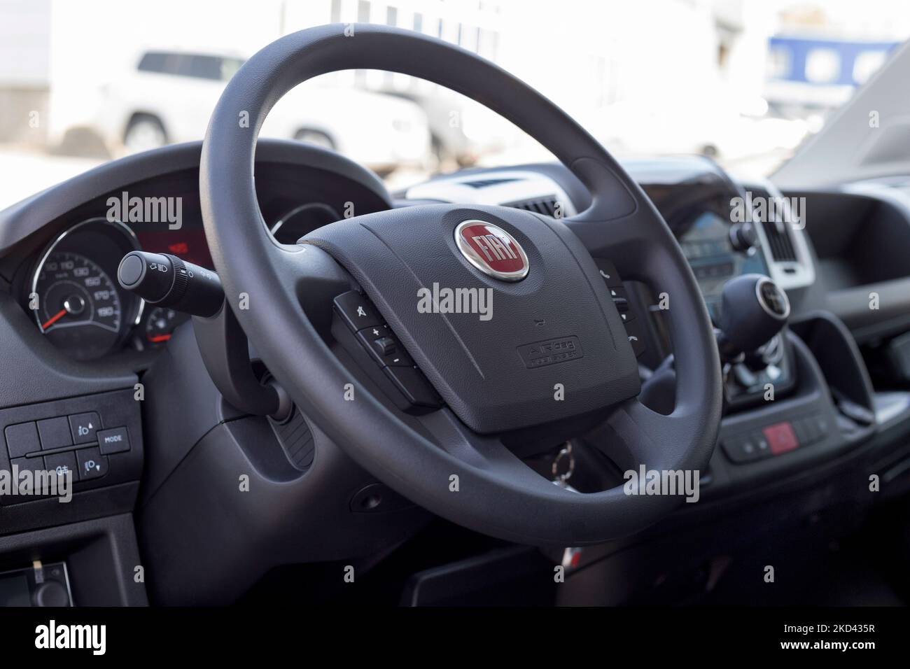 Russia, Izhevsk - February 17, 2021: Fiat showroom. Interior of new ...