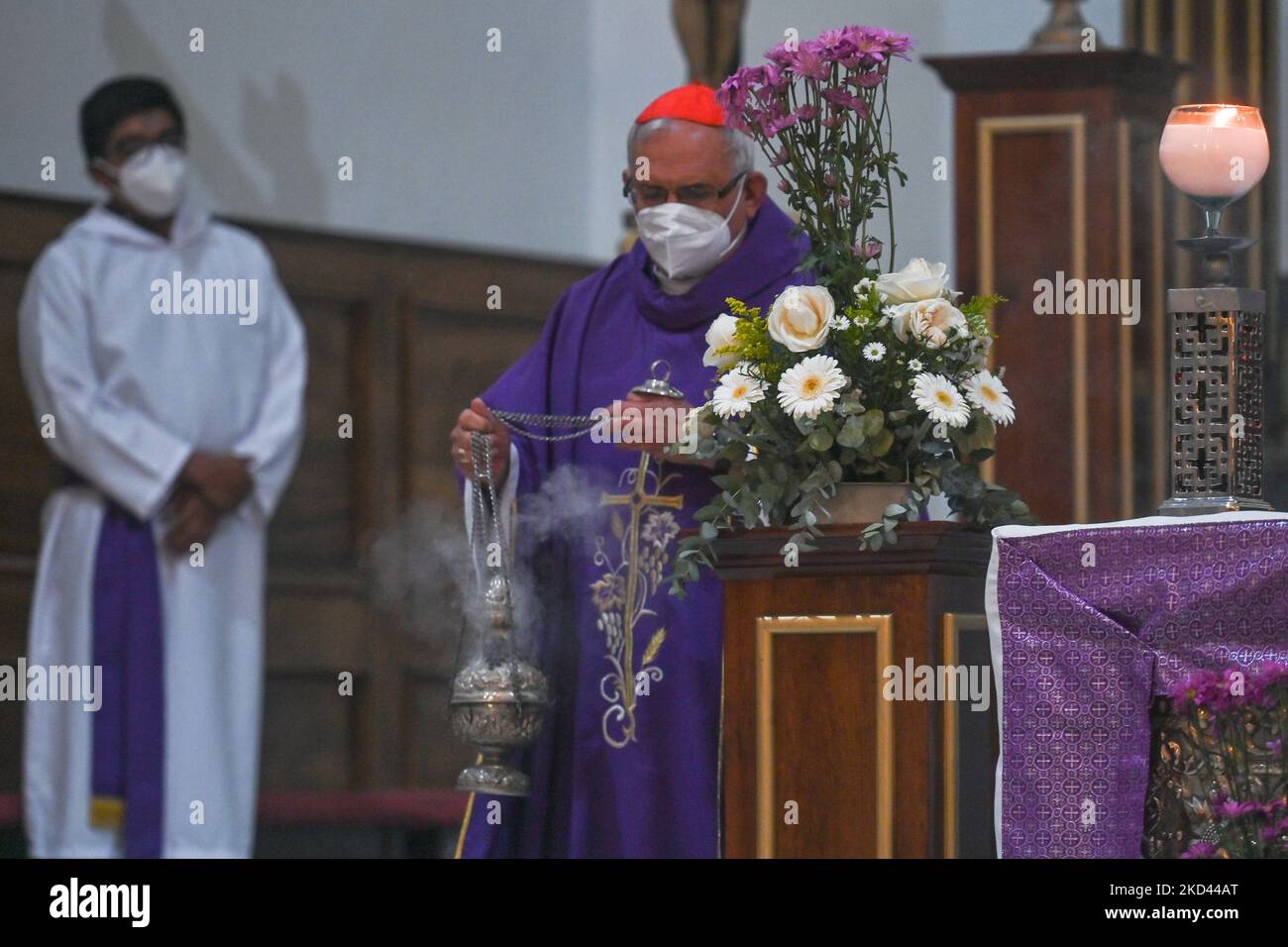 Cardinal Álvaro Ramazzini leads the celebration of Ash Wednesday at the ...