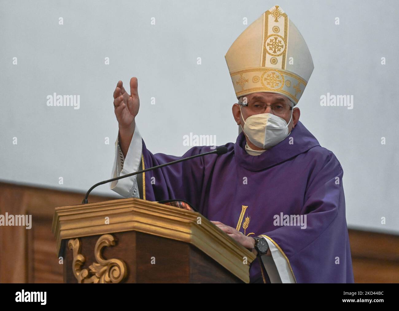 Cardinal Álvaro Ramazzini leads the celebration of Ash Wednesday at the ...