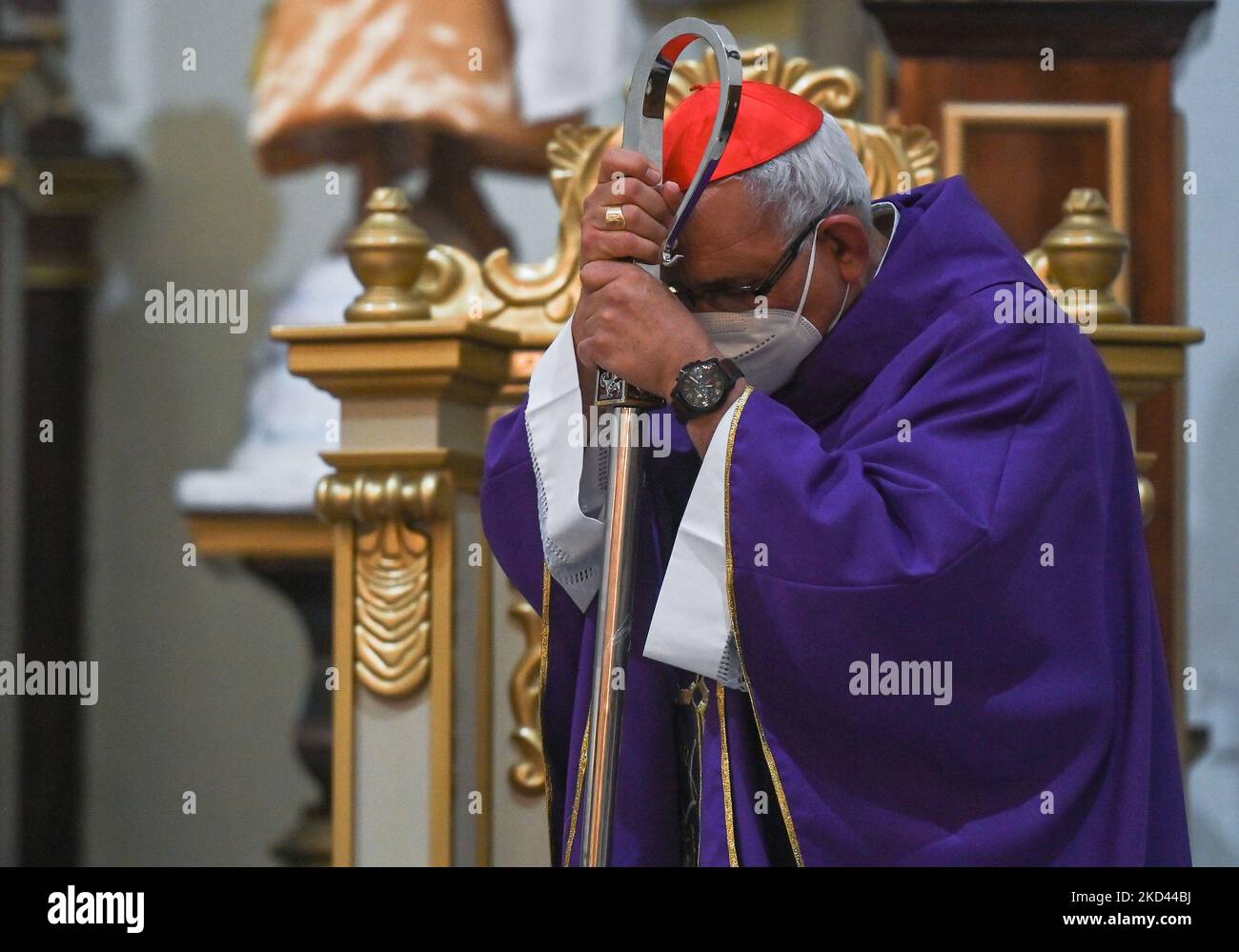 Cardinal Álvaro Ramazzini leads the celebration of Ash Wednesday at the ...