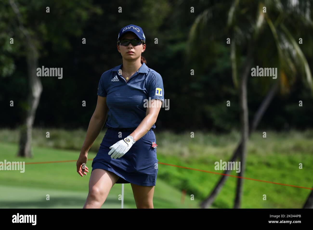 Hinako Shibuno of Japan in action during round one of the HSBC Women's World Championship at ...