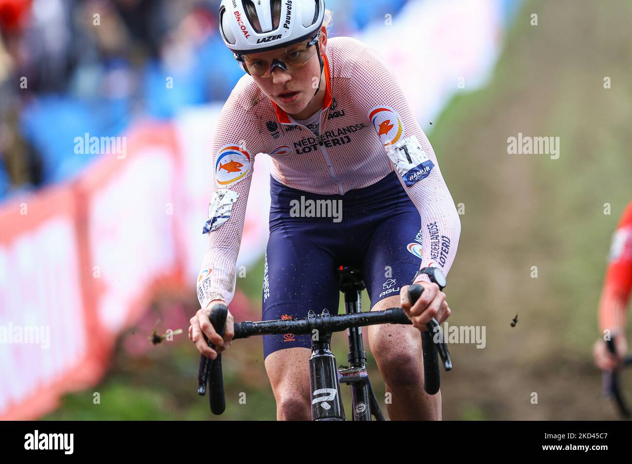 Dutch Fem Van Empel pictured in action during the women elite race at ...