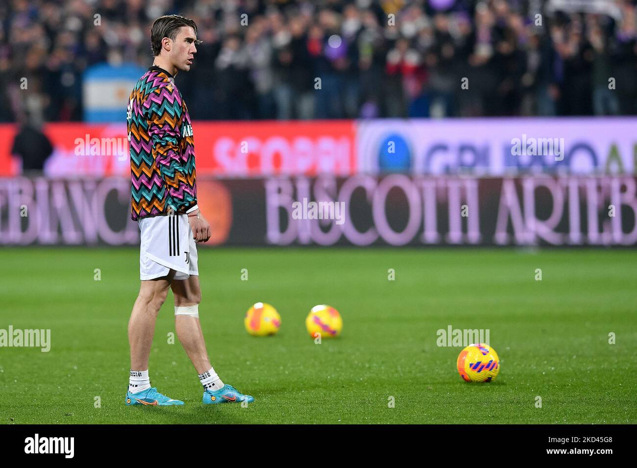 Dusan Vlahovic of FC Juventus looks on during the Coppa Italia Semi ...