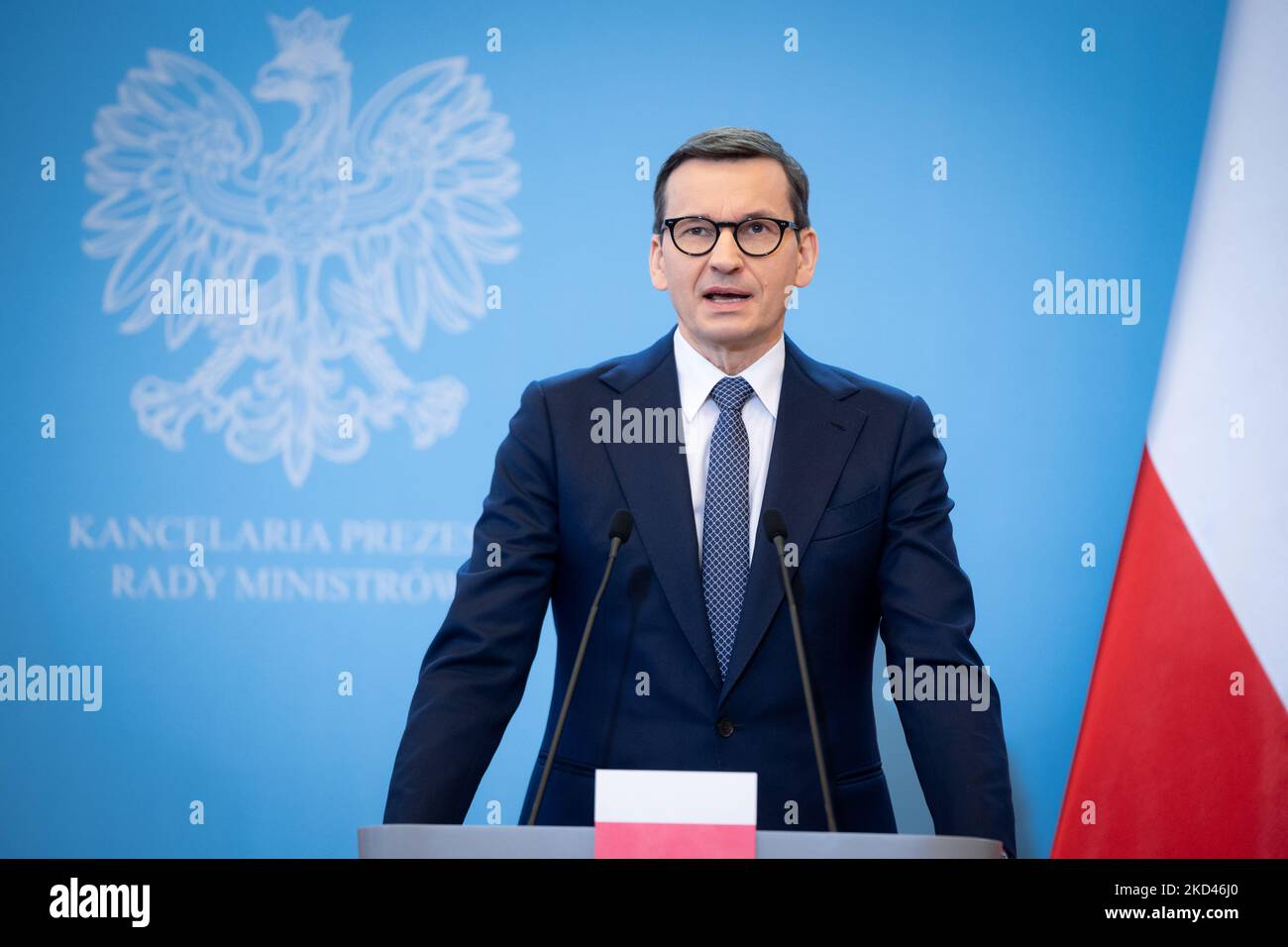 Prime Minister of Poland Mateusz Morawiecki during the Polish-Romanian ...