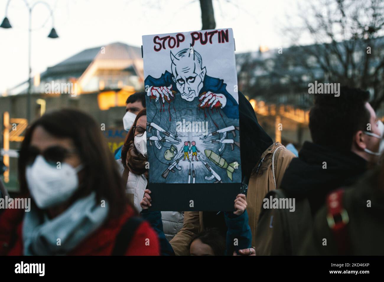 a stop putin sign is seen during the Fridays for Future´s protest ...