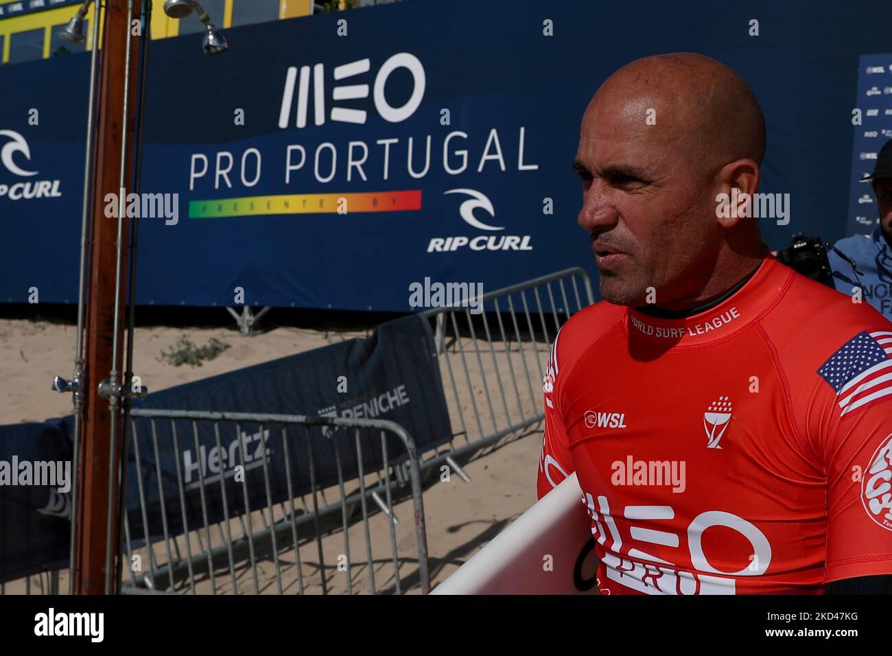 Surfer Kelly Slater of the United States prepares to compete during the ...