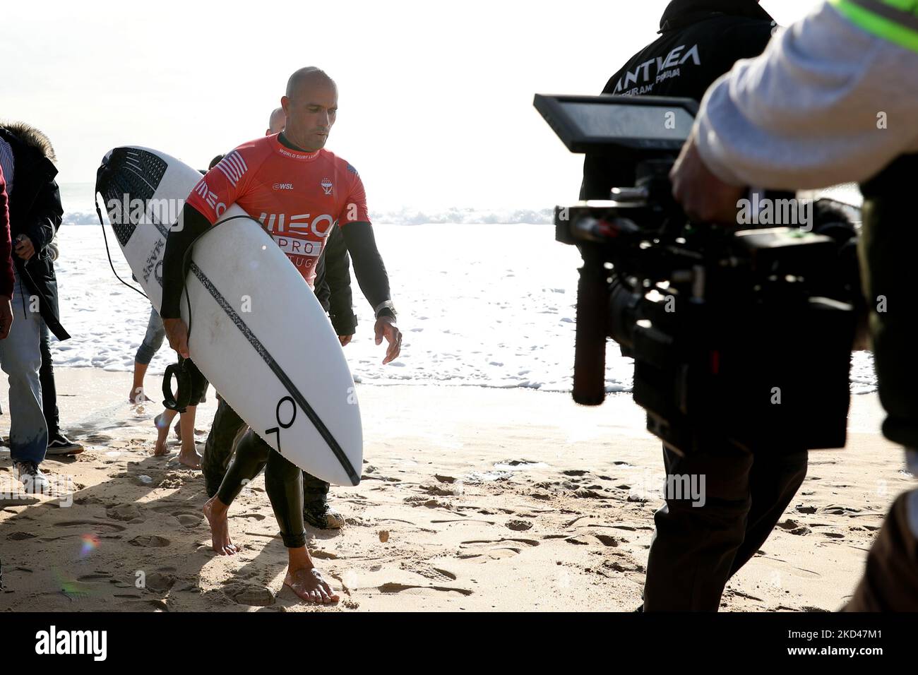 Surfer Kelly Slater of the United States leaves the water during the ...