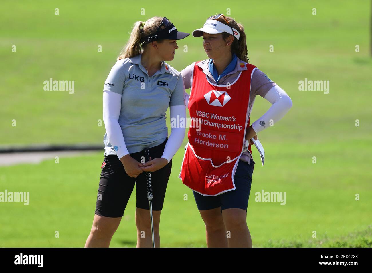 Brooke Henderson of Canada chats with her sister, caddie Brittany ...