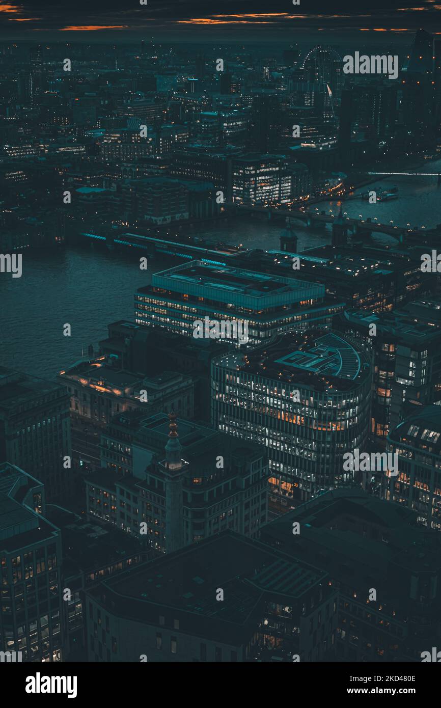 An aerial view of London cityscape at night Stock Photo - Alamy