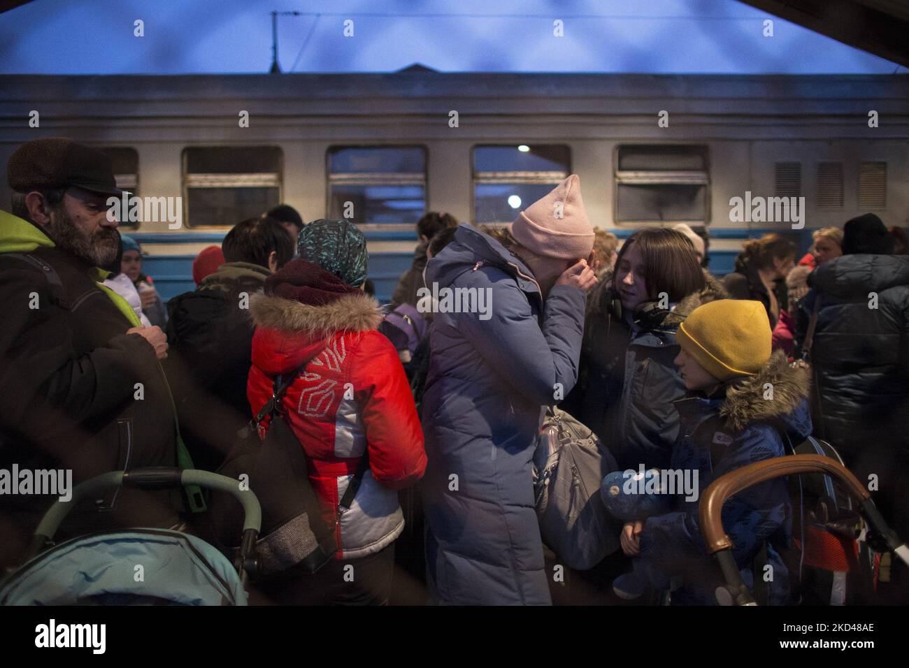 Refugee seen crying in Przemysl and Medyka on March 4, 2022. (Photo by ...