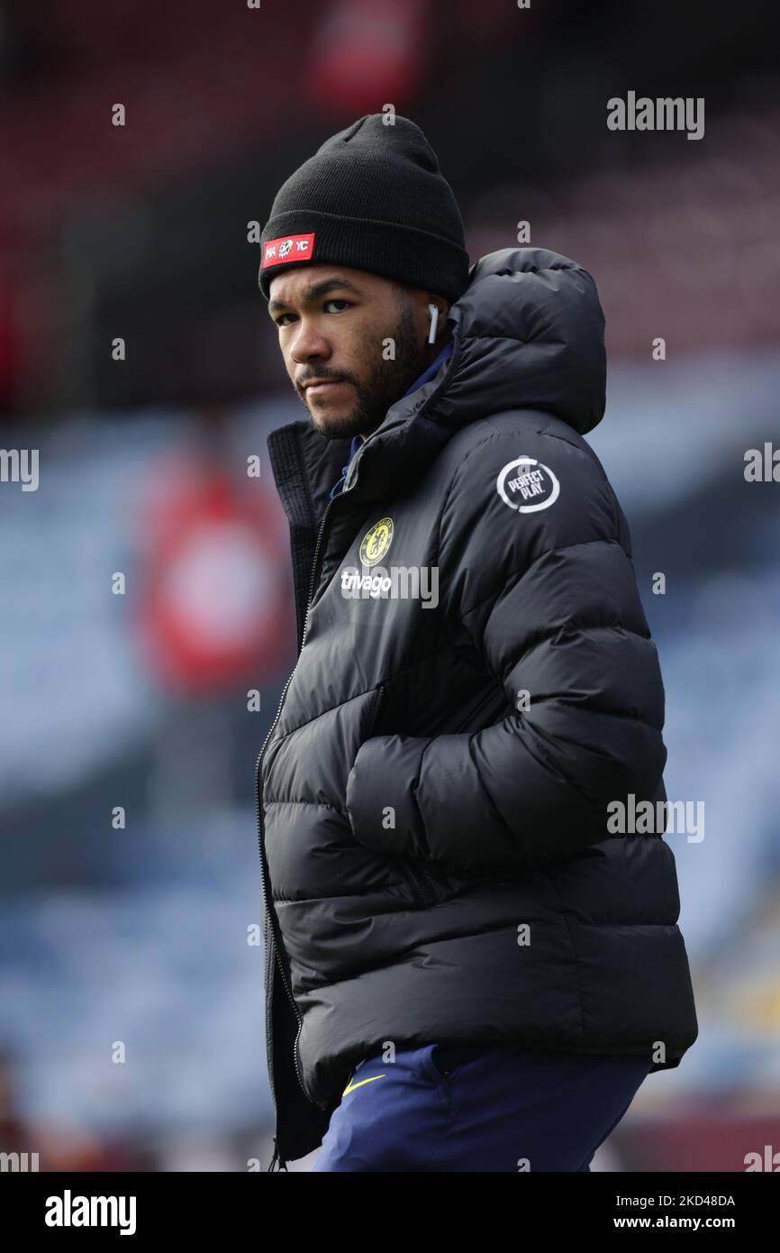 Reece James of Chelsea inspects the pitch before the Premier League ...