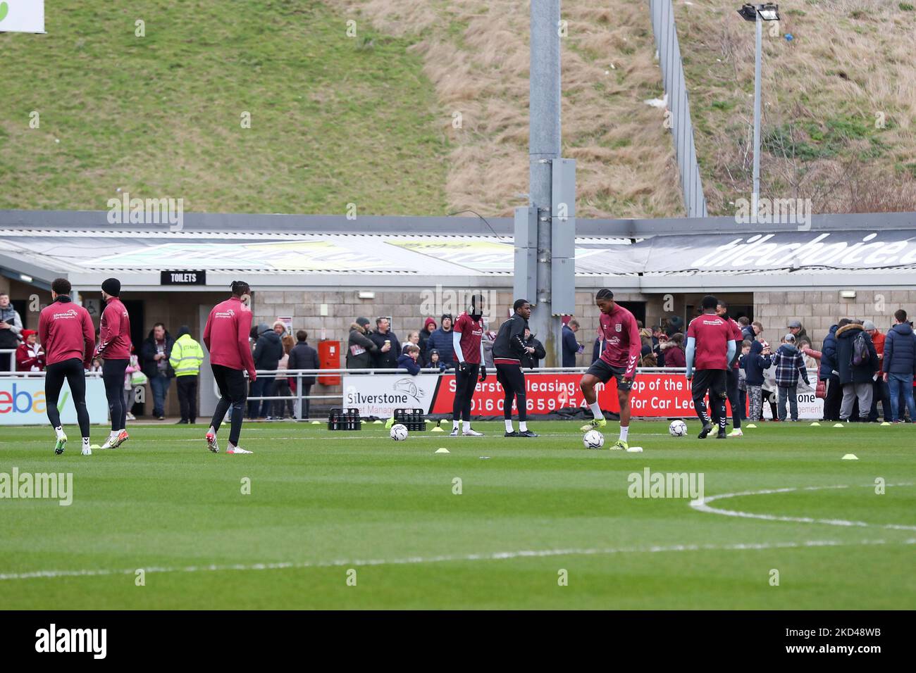Northampton Town's players warm up before the Sky Bet League 2 match ...