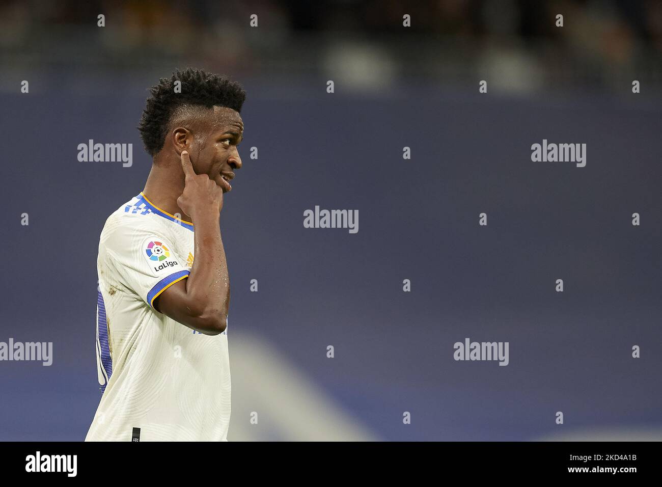 Vinicius Junior of Real Madrid gestures during the La Liga Santander ...