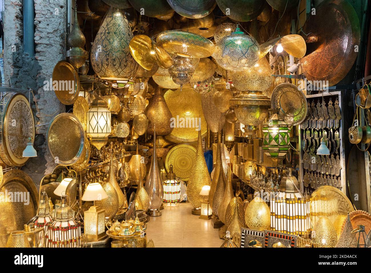 MARRAKESH, MOROCCO - 3RD NOV 22: A stunning copper and brass shop in ...