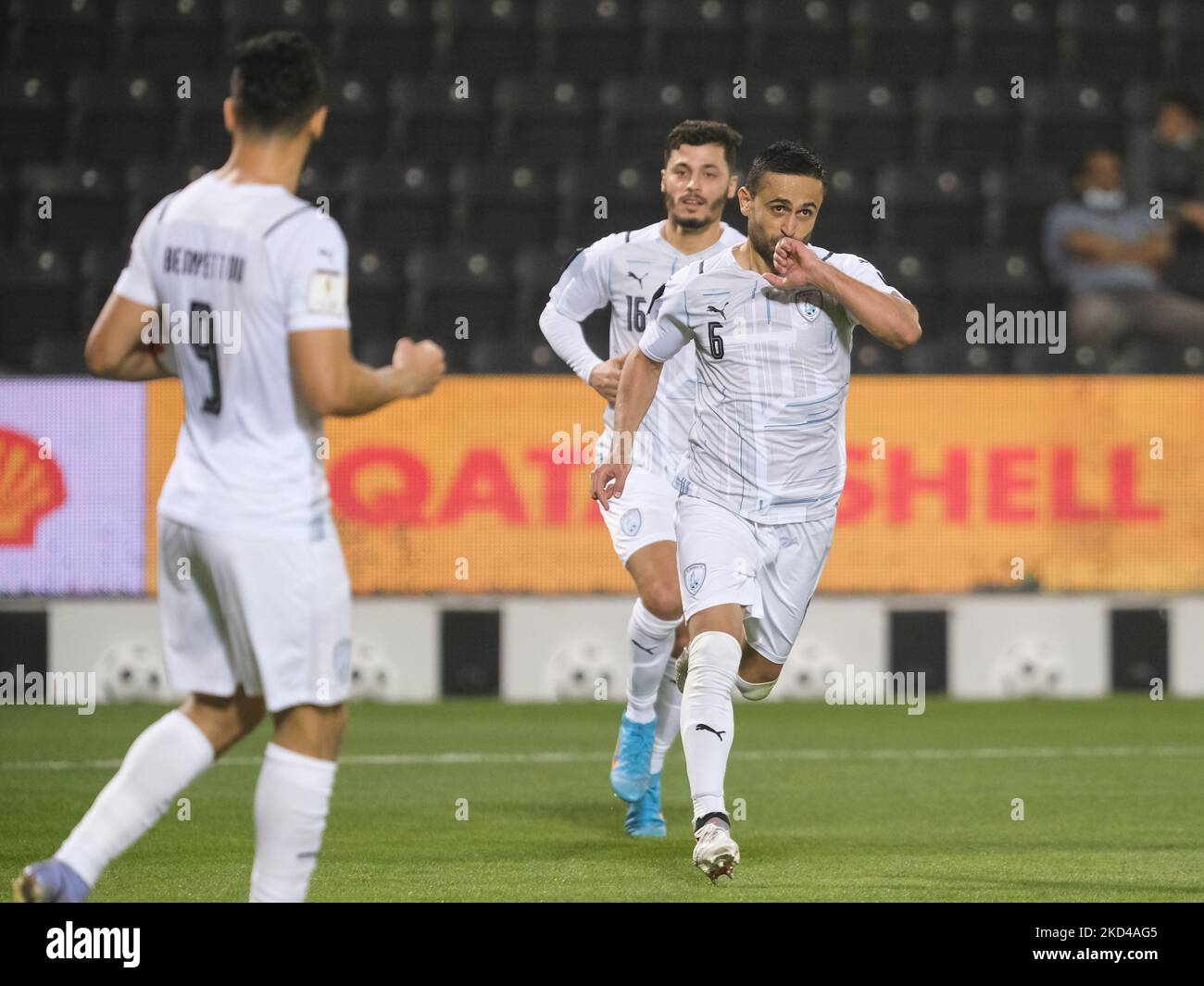Omid Ebrahimi (6) of Al Wakrah celebrates his gaol during the Amir Cup ...